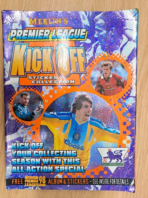 MERLIN PREMIER LEAGUE Kick-Off 97/98 Sticker Album 71% Stickers Inside ...
