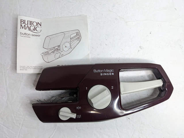 VINTAGE SINGER BUTTON Magic Manual Sewing Machine Portable Hand Held w ...
