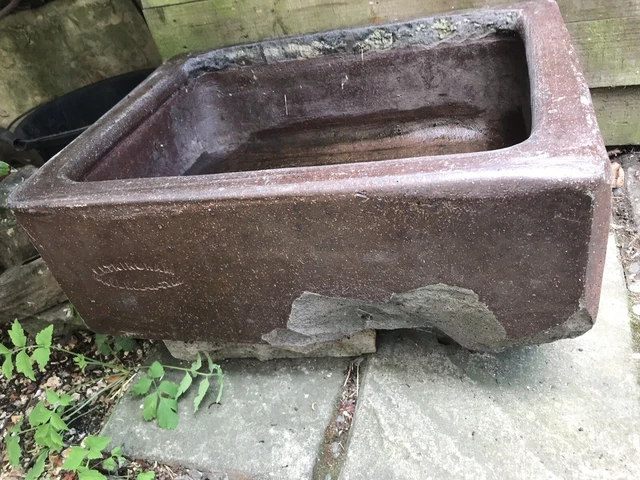 ANTIQUE GLAZED SINK Farm Feeder Water Trough Stoneware Garden ...