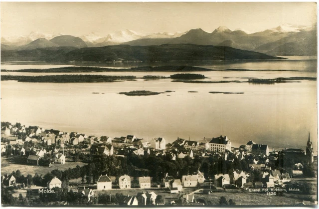 NORVEGIA, MOLDE, CARTOLINA, anni 30, 1526, Kirkhorn, Molde, Norge ...