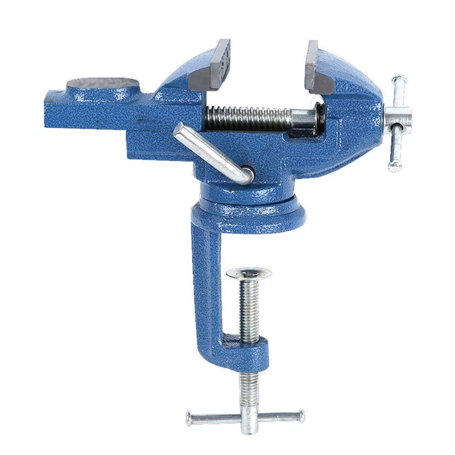 BENCH VISE IRON 300kg Clamping Force Table Vise With Anti Skid Pad Blue ...
