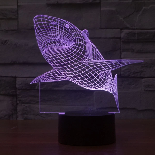 3D LAMP VISUAL Light Effect Touch Colors Changes Night Light (Shark) £ ...