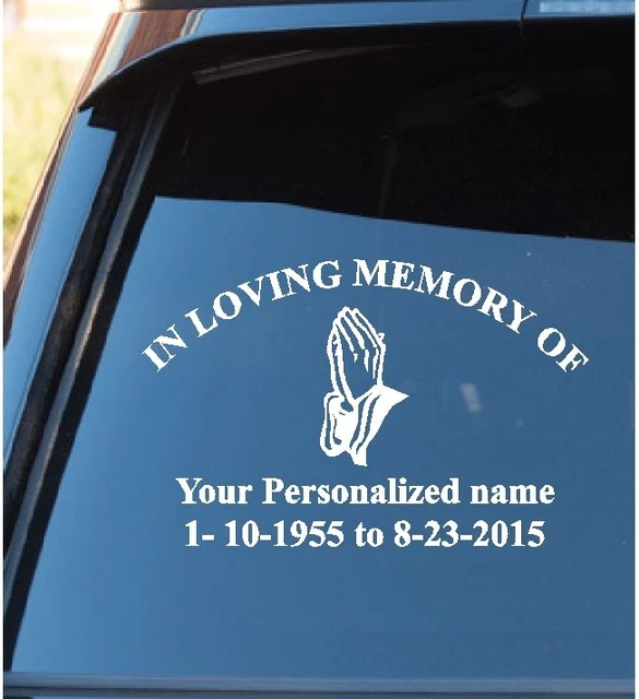 IN LOVING MEMORY with Praying Hands window decal sticker In loving ...