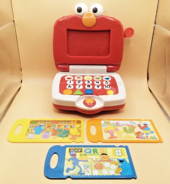 MATTEL SESAME STREET Elmo Talking Laptop Computer 2006 3 Learning Cards ...