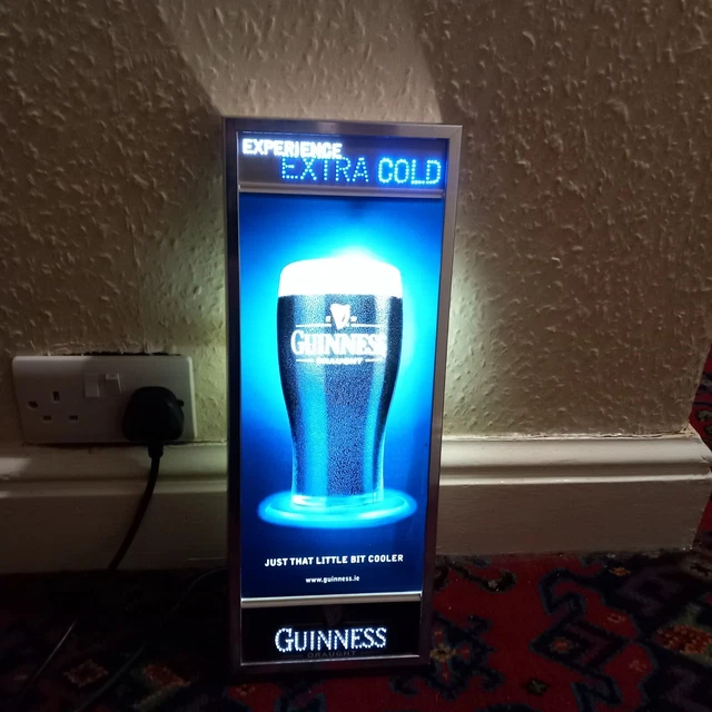 VINTAGE GUINNESS DRAUGHT Extra Cold Light Up Advertising Flashing Sign ...