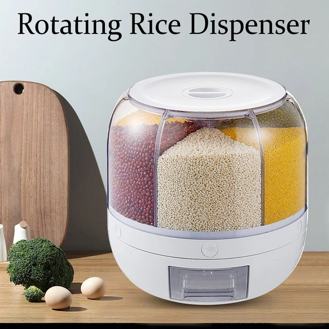 6-IN-1 CEREAL DISPENSER Rotating Grain Container 10KG Rice Storage Dry ...