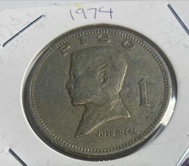 ONE PISO JOSE Rizal Republika Ng Pilipinas 1974 World Coin $22.75 ...