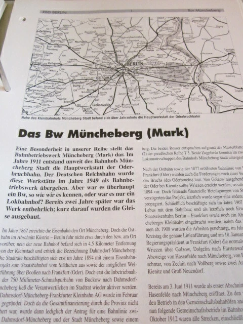 BAHNBETRIEBSWERK MIT GLEISPLAN N 13 Bw Müncheberg Mark Brandenburg 10S ...
