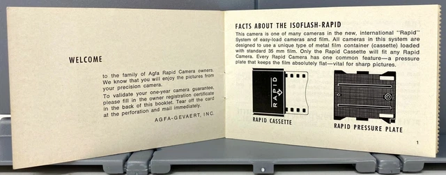 1965 ISOFLASH RAPID Agfa Gevaert Instructions Manual Teterboro New ...