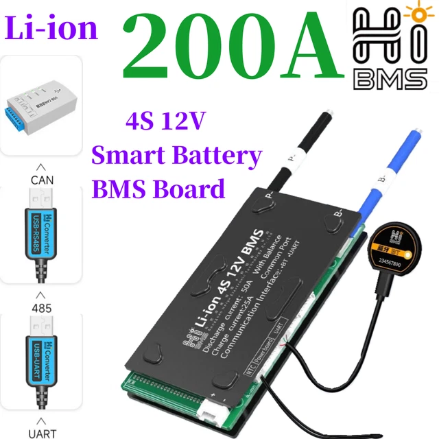 4S 12V 200A Li-ion Smart BMS Battery Protection Board Common Port w ...