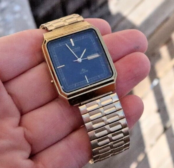 RARE VINTAGE CASIO Men's Square Watch Wristwatch Alarm Gold Tone 333 ...