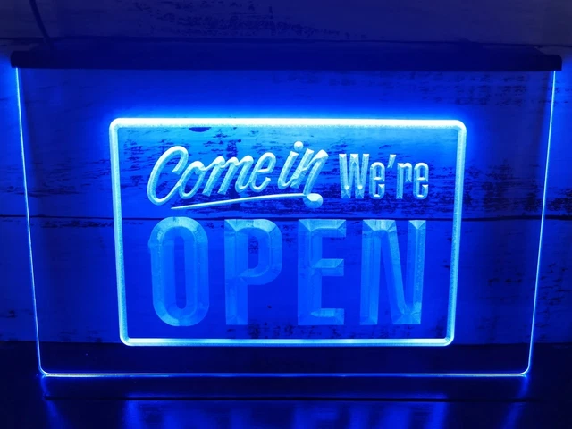 COME IN WE'RE Open Now LED Neon Light Sign Shop Cafe Bar Club Pub Wall ...