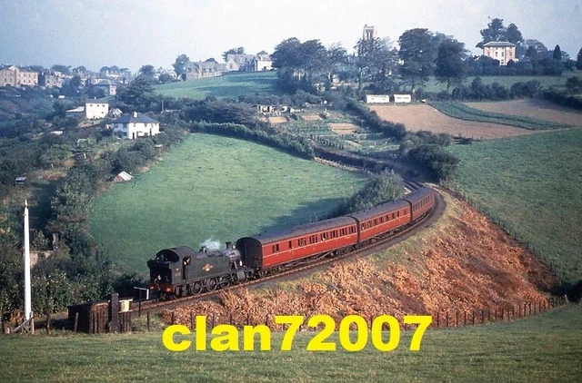 RAILWAY COLOUR SLIDE ex GWR 5573 Liskeard-Looe leaving Liskeard on 2 9 ...