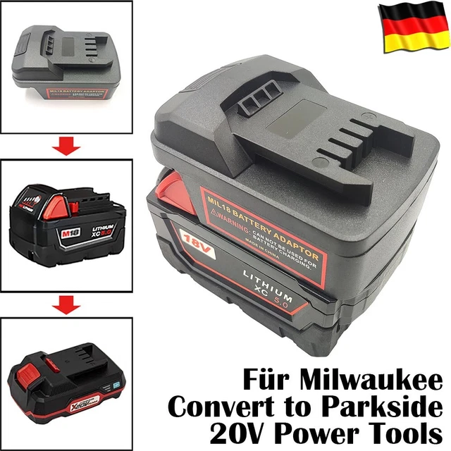 AKKU ADAPTER FÜR Milwaukee 18V M18 Konvertieren zu Parkside 20V ...