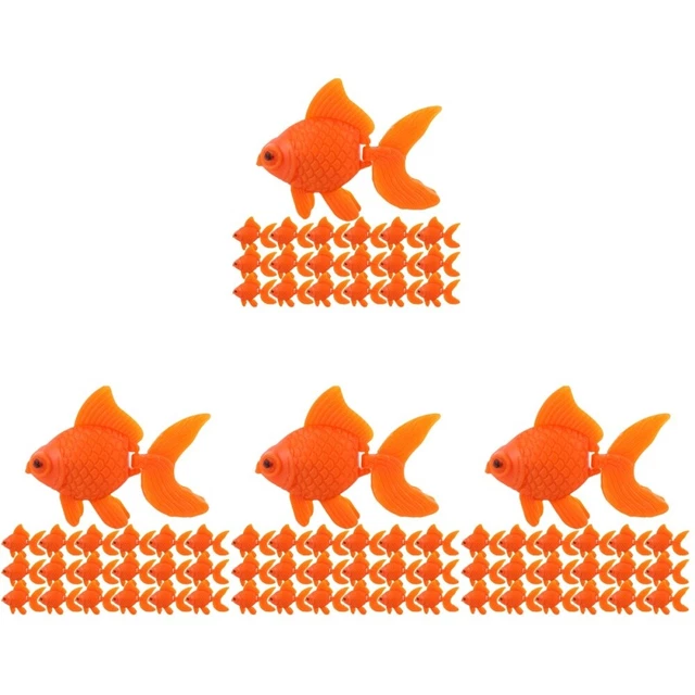 100 PCS PLASTIQUE Poisson Rouge Artificiel Mini Figurines De Poissons ...