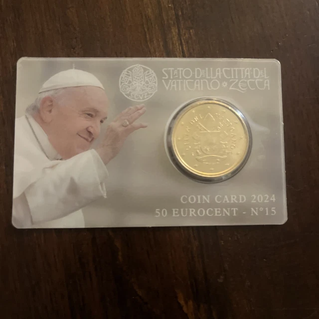 VATICANO 2024 PAPA Francesco Coin Card Moneta 50 Eurocent N° 15 ...