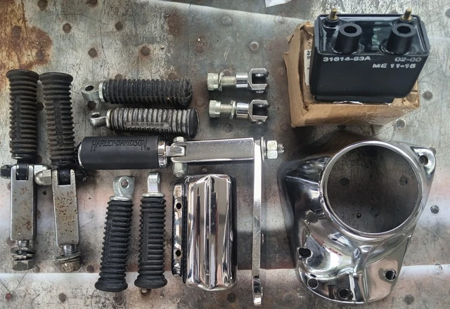HARLEY DAVIDSON PARTS Lot FXR FXRS Evo/ Shovelhead PEGS/ COIL/ CHROME ...
