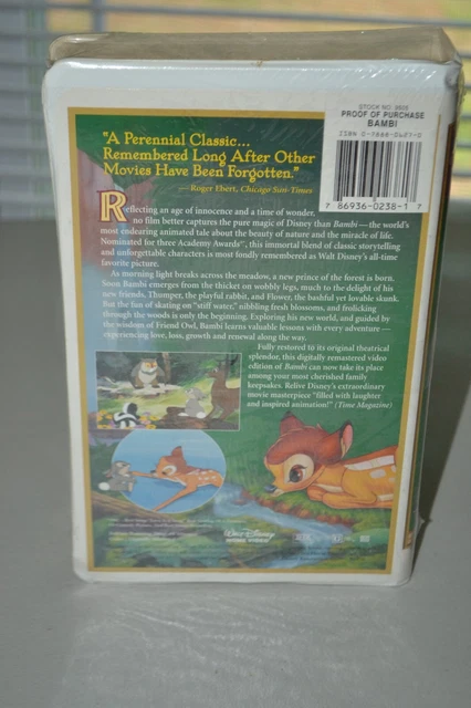 BAMBI 55TH ANNIVERSARY Walt Disney's Masterpiece (VHS, Limited Edition ...