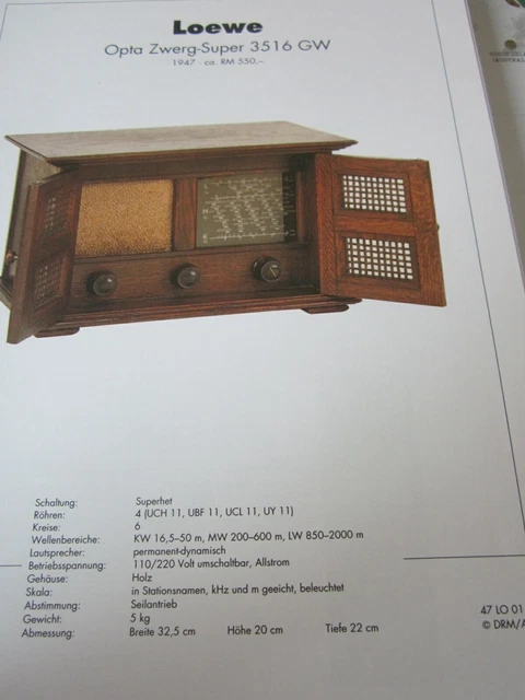 RADIO-FERNSEHARCHIV SCHALTPLAN 94 Loewe Opta Zwerg Super 3516 GW, 1947 ...
