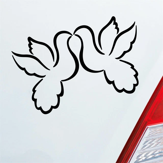 AUTO AUFKLEBER LIEBESTAUBEN Liebe Love Taube Hochzeit 12x9 cm Sticker ...