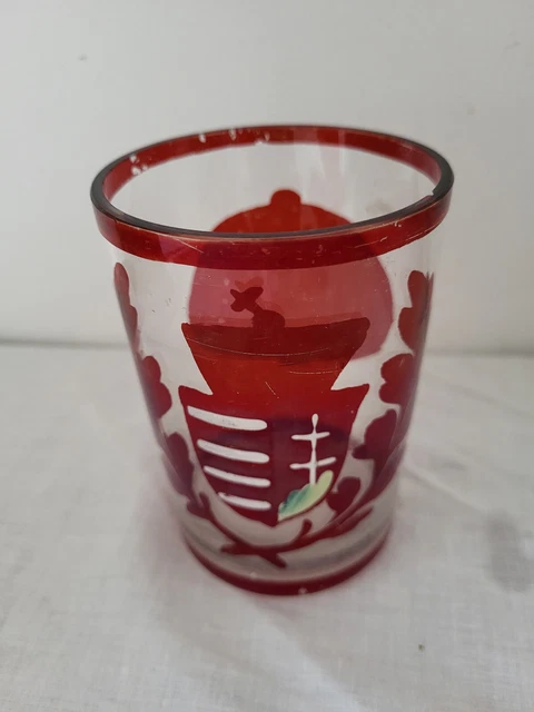 VERRE ÉMAILLÉ rouge XIXe siècle croix de lorraine EUR 15,00 - PicClick FR