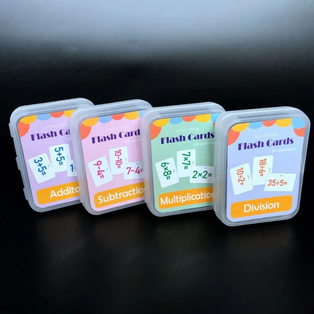 MATH CALCULATION FLASHCARD Preschool Kids Learn Math Word Flash CardY ...