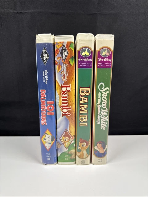 4 DISNEY VHS Tapes for VCR - Snow White, Bambi, 101 Dalmatians (4TY) £ ...
