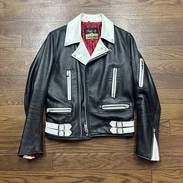 90 666 LIGHTNING Riders Lamb Leather 34 Black White $557.87 - PicClick