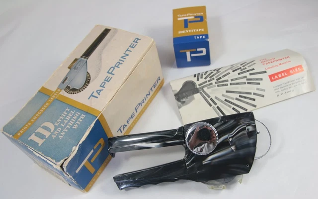 VINTAGE MARBLED PLASTIC TapePrinter Label Maker / Embosser w/ Box ...