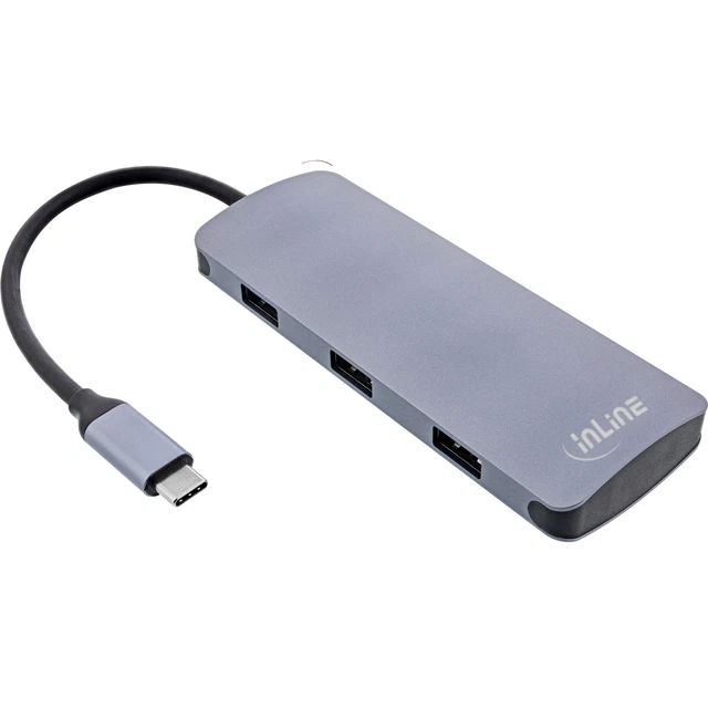 INLINE USB 3.2 Gen.2 Hub, 4x USB-C + 3x USB-A, PD 100W, Aluminium, grau ...