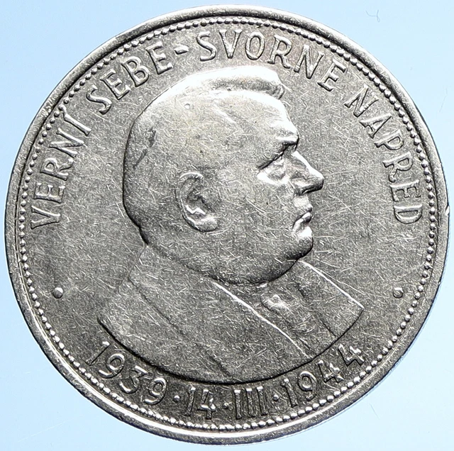 1944 RÉPUBLIQUE SLOVAQUE Jozef Tiso VINTAGE argent 50 couronnes pièce ...