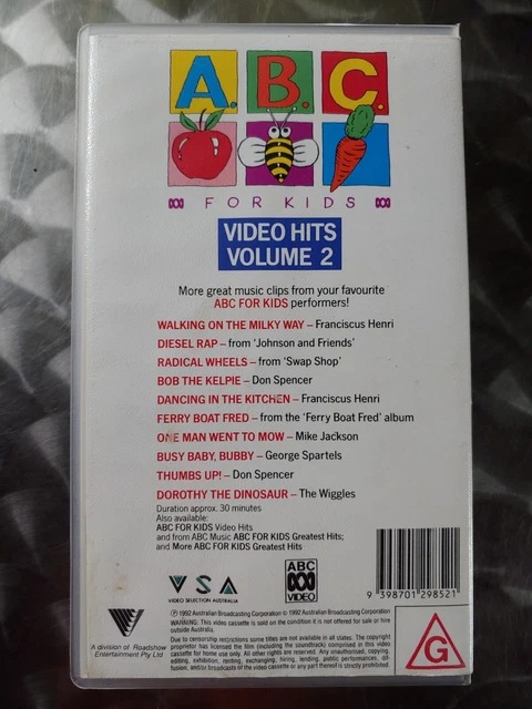 ABC FOR KIDS: Video Hits Volume 2 - Vintage 1992 VHS Video Tape $11.61 ...