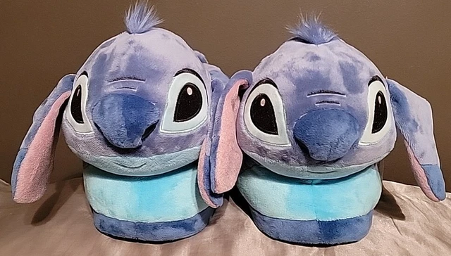 DISNEY STITCH SLIPPERS Lilo & Stitch Plush Size XL/XXL Blue Head Ears ...