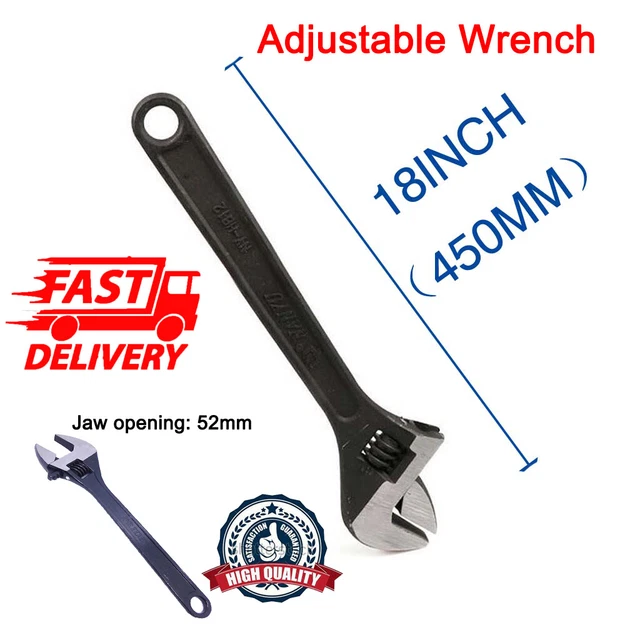 18 INCH HEAVY Duty Large Hand Tools Adjustable Spanner Monkey Wrench £ ...