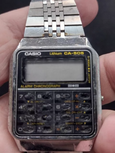 CASIO LITHIUM CA-505 Calculator Quartz Vintage Digital Watch For Parts ...