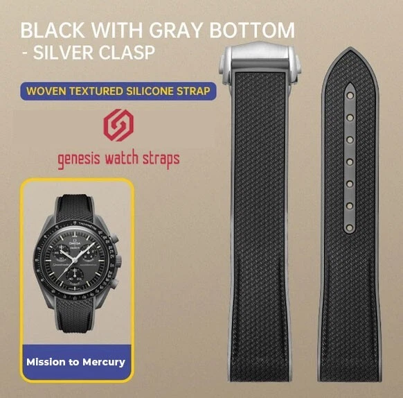 BLACK MISSION TO The Moon Rubber Strap Omega X Swatch Speedmaster ...