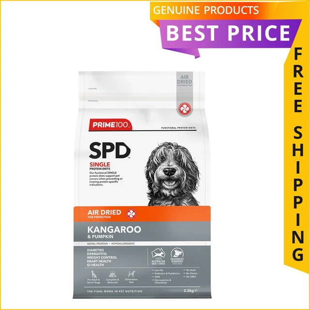 PRIME100 SPD SINGLE Protein Diets Air Dried Kangaroo Pumpkin Dry Dog ...
