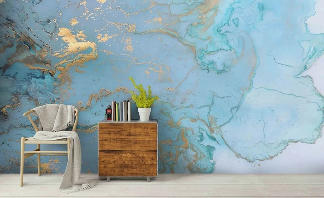 3D BLUE MARBLE Texture Wallpaper Wall Mural Removable Self-adhesive ...