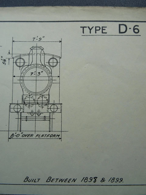 RAILWAY TECHNICAL DRAWING LNER TYPE D-6 LOCOMOTIVE Built c1898 & 1899 £ ...