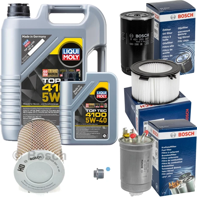 BOSCH INSPECTION SET 6L Liqui Moly Top Tec 4100 5W-40 pour VW (IV) Transporter EUR 148,67 ...