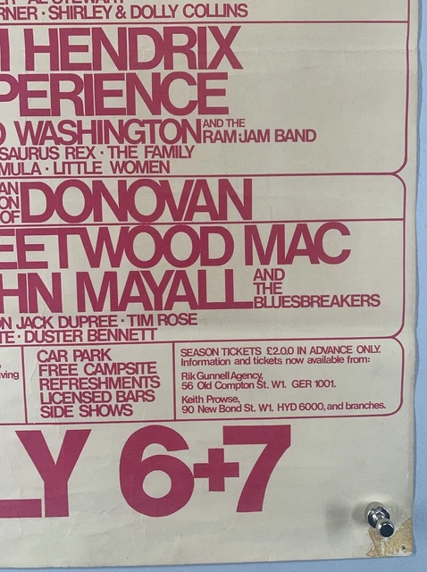 JIMI HENDRIX T-REX Affiche Tyrannosaurus Rex Original Woburn Festival ...