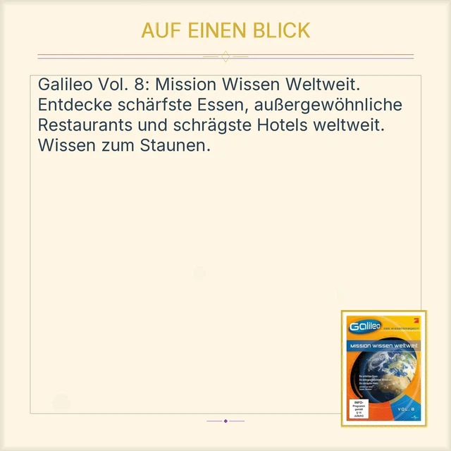 GALILEO VOL. 8 Mission Wissen Weltweit DVD Dokumentation Deutsch EUR 5 ...