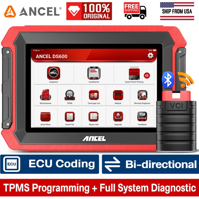 ANCEL DS600 BI-DIRECTIONAL Diagnostic OBD2 Scanner Key ECU Coding ...