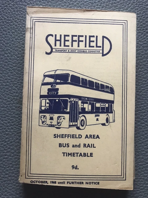 SHEFFIELD BUS & Rail Timetable October 1968 - 308 Pages - No Map £4.99 ...