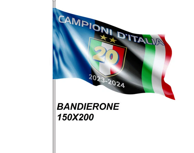BANDIERA INTER CAMPIONI D'talia Seconda Stella 20° Scudetto Con Asola ...