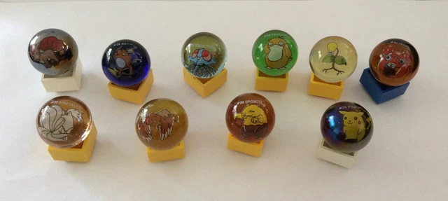 VINTAGE POKEMON MARBLES x 10 Ninetails, Paras, Raichu, Pikachu, Vulpix ...