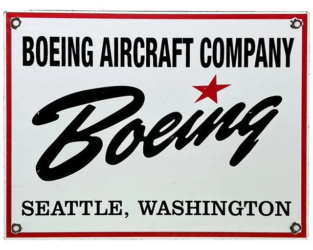 VINTAGE BOEING AIRCRAFT Company Porcelain Sign Hangar Gas Oil Airplane ...