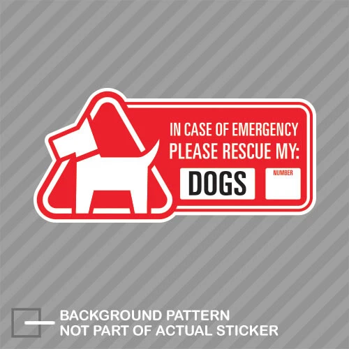 DOG PET RESCUE Sticker Decal Vinyl emergency fire safety safe warning ...