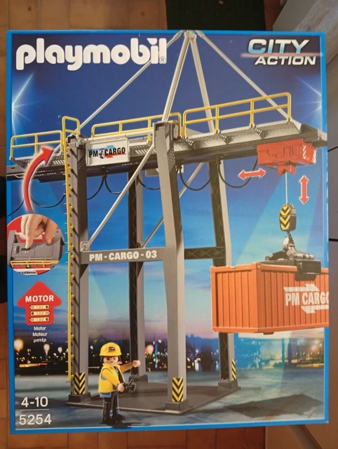 PLAYMOBIL 5254 GRUE Portuaire City Action Cargo Pm Moteur Misb Neuf Neu ...