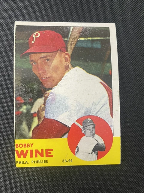 CARTE DE BASEBALL BOBBY WINE 1963 Topps #71 Philadelphia Phillies VG/EX ...